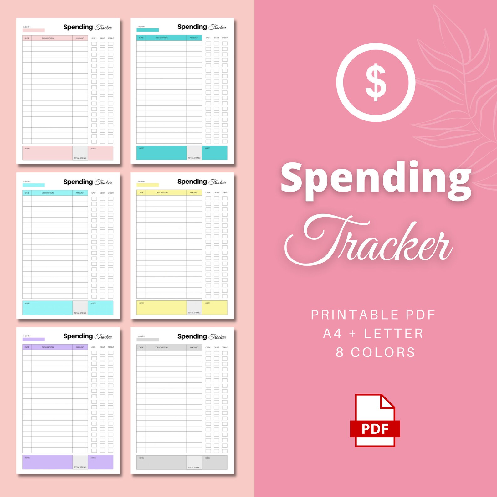 Printable Spending Sheet | Expenses Tracker | Spending Tracker | Daily ...