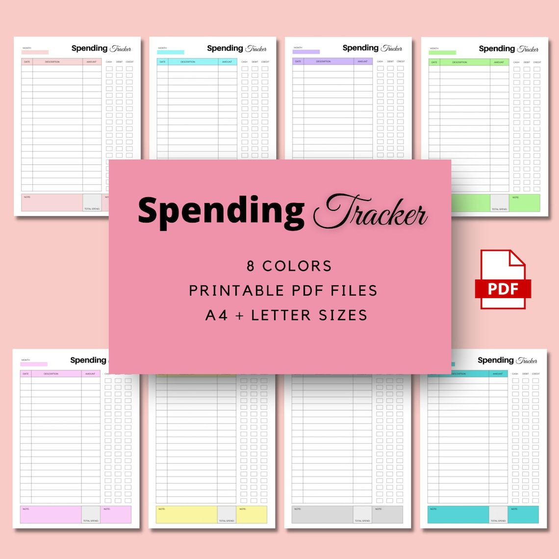 Printable Spending Sheet | Expenses Tracker | Spending Tracker | Daily ...