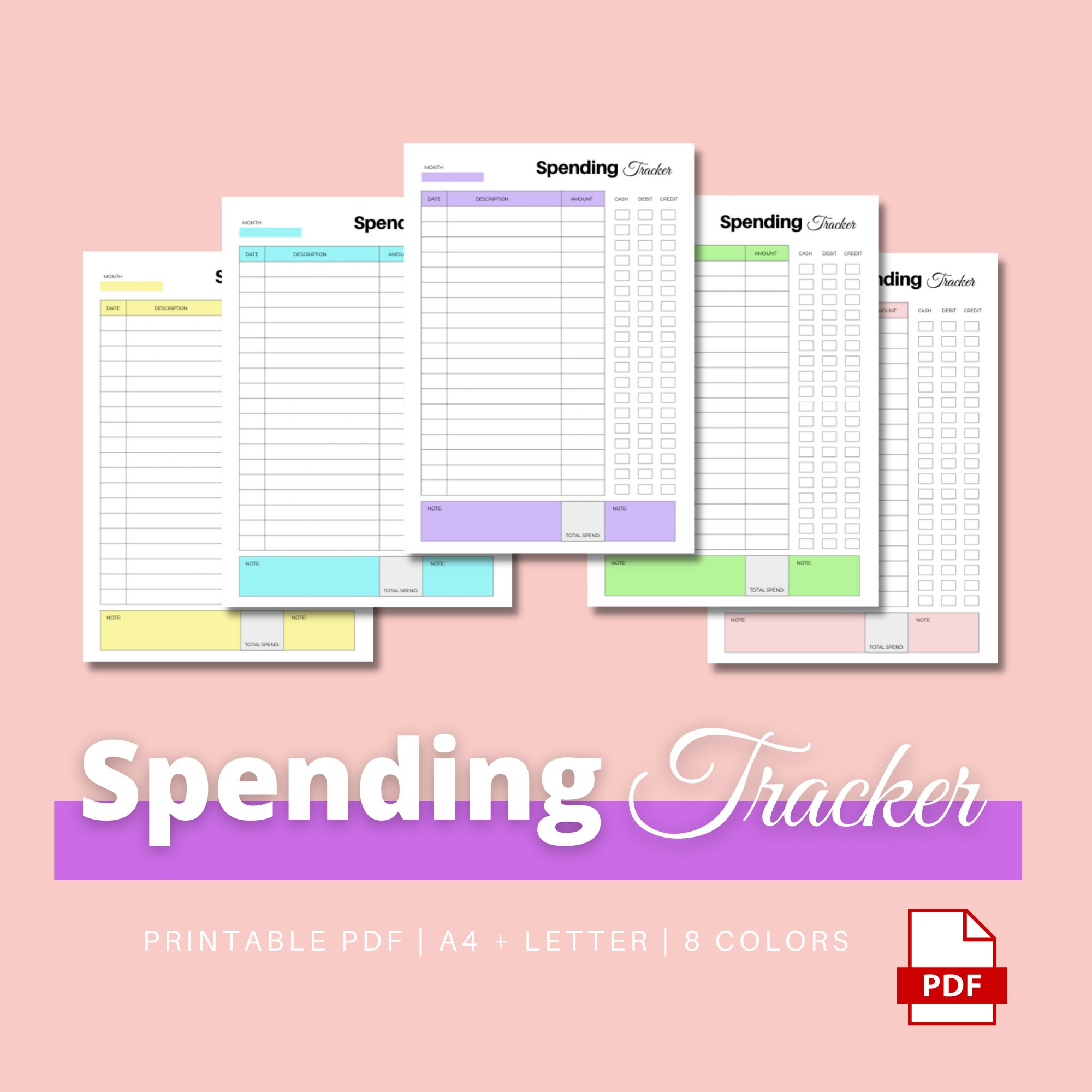 Printable Spending Sheet | Expenses Tracker | Spending Tracker | Daily ...