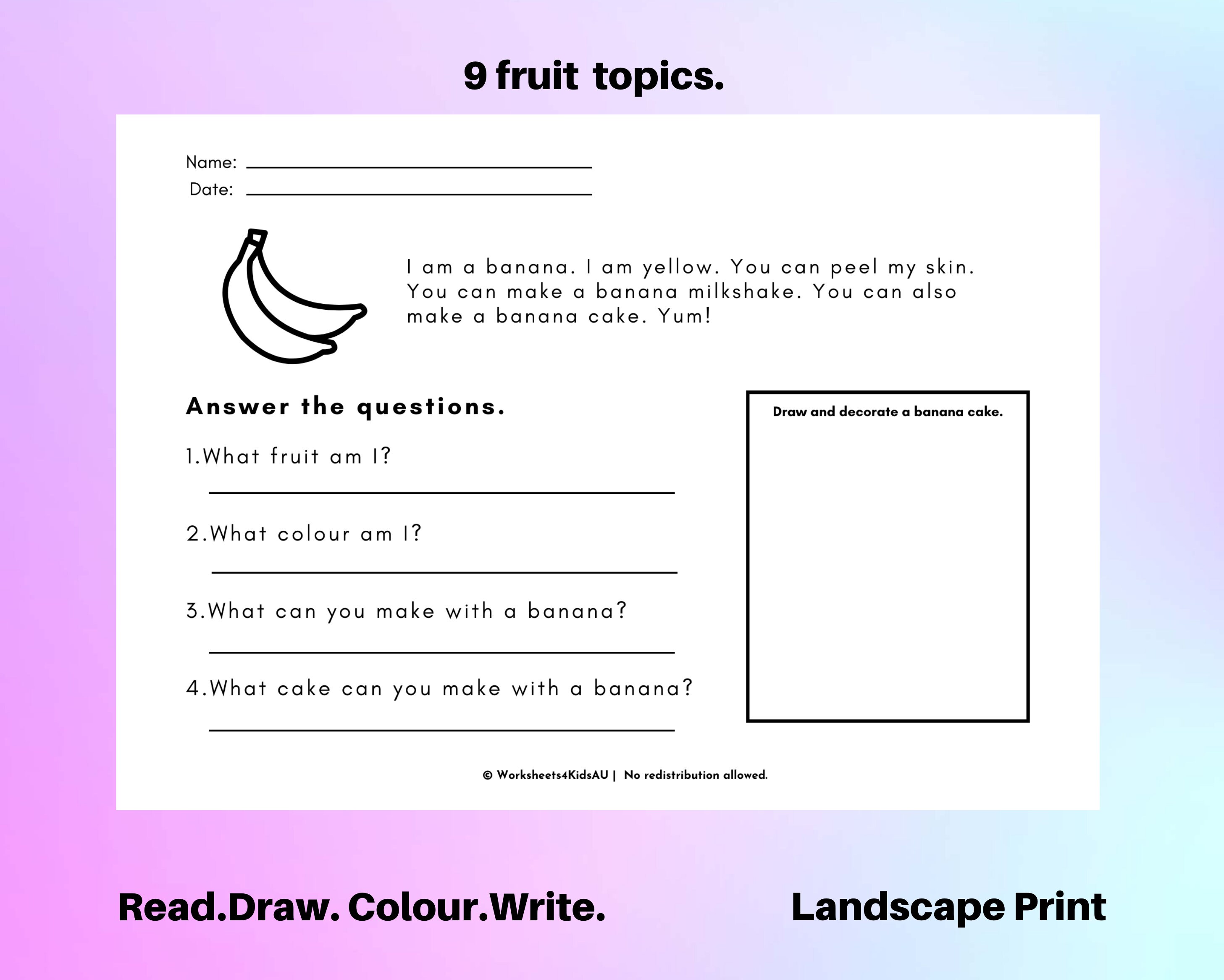 9 Reading Comprehension Short Passages - Fruits - Grade 1 - Grade 2 ...