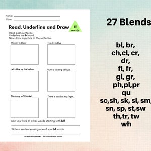 Phonics - 27 Consonant Blends Worksheets - K2 - Grade 2, Teacher Aid ...