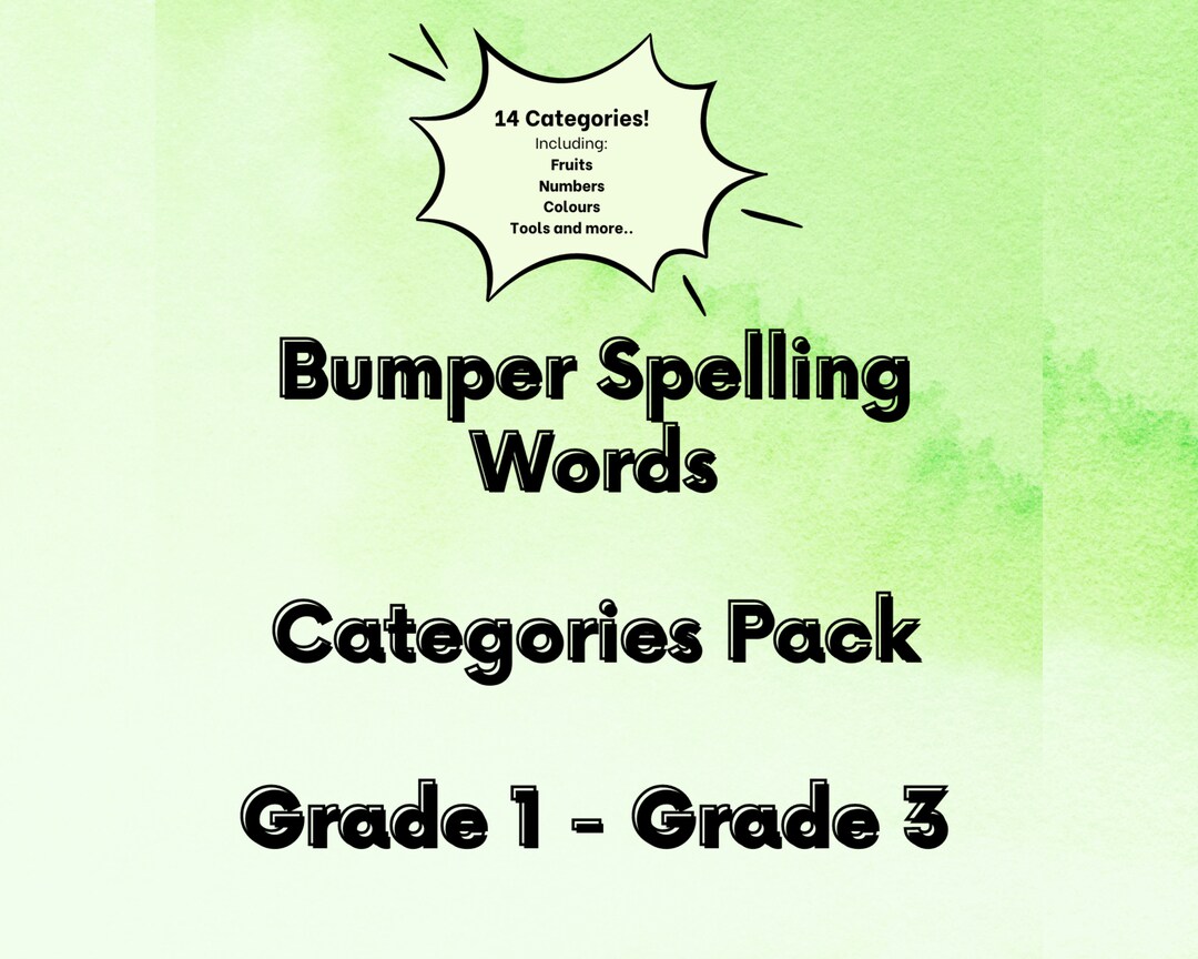 Bumper Spelling - Categories Pack - Grade 1 - Grade 3, Worksheets ...