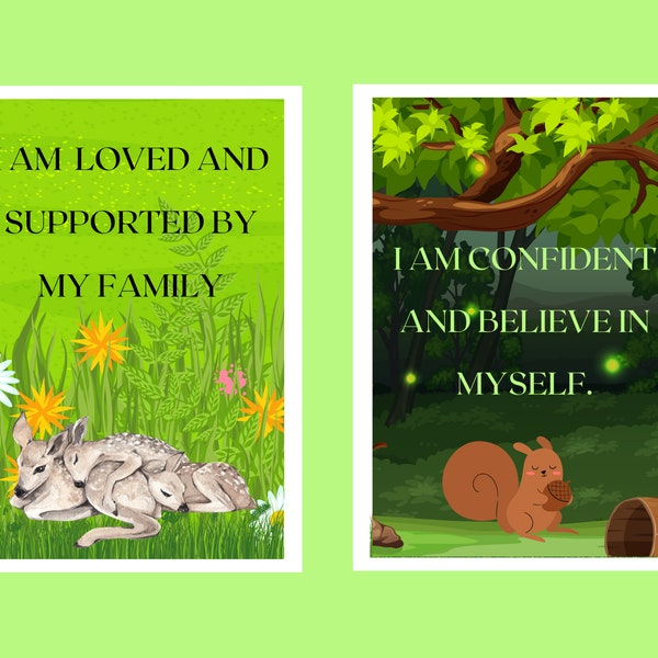 Set of 2 Affirmation Posters, Kids Positive Affirmation Wall Art, - Etsy