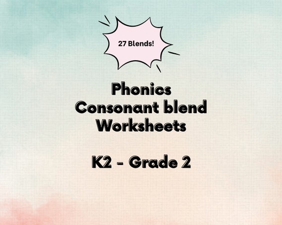 Phonics 27 Consonant Blends Worksheets K2 Grade 2 - Etsy