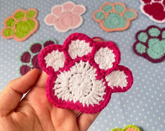 Crochet Pattern, Cat & Paw Coaster 2FOR1 Animal Paw Print Kitty - Etsy ...