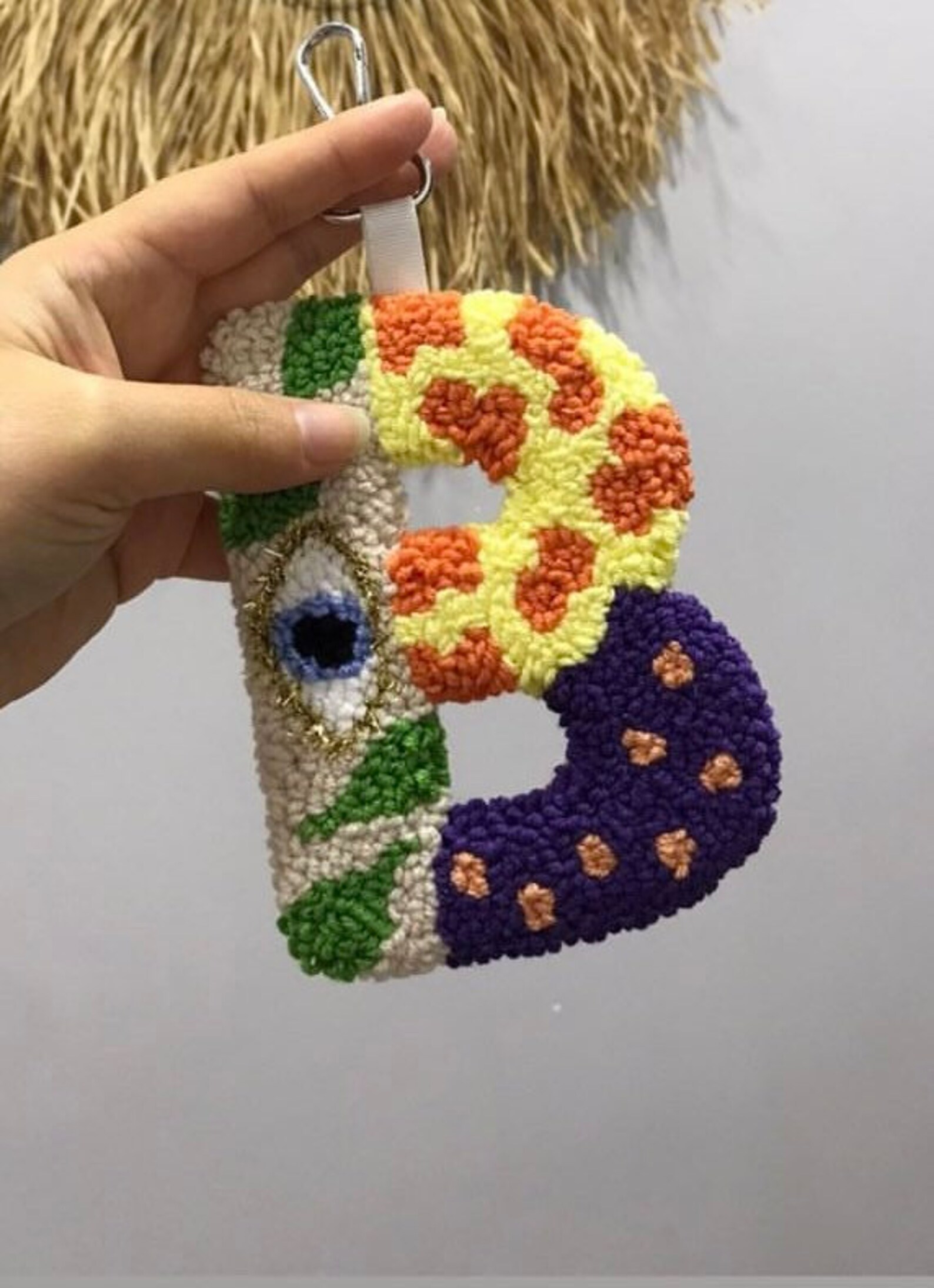 Punch Needle Keychain Keychain Punch Alphabetıc Keychain Embroıdery ...