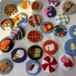 Punch Needle Car Coaster, Tufted Car Coaster, Set of 2 Car Coaster, New ...