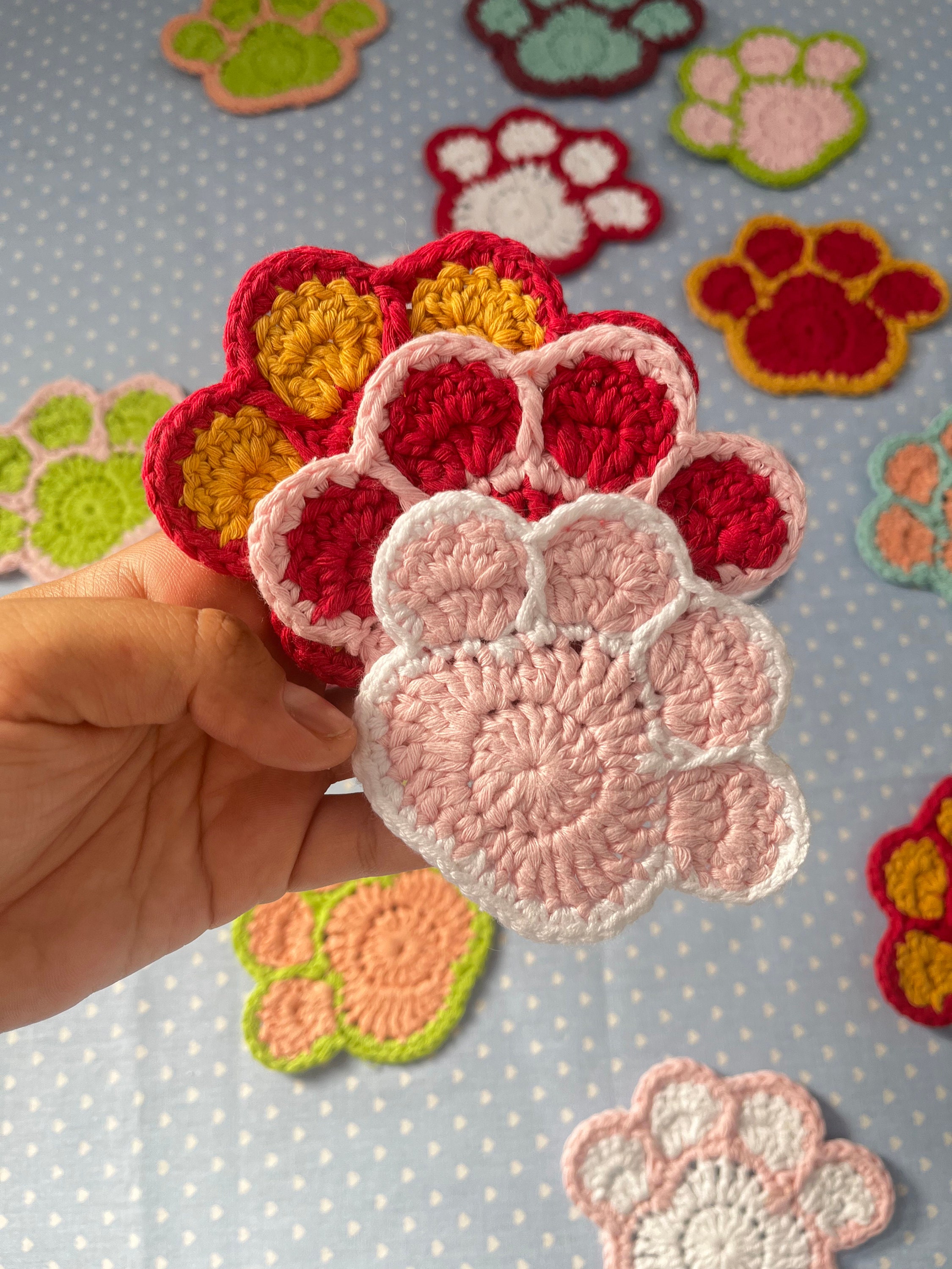 Paw Coaster, Paw Coaster Crochet, Kitty Coaster, Print Coaster, Paw ...