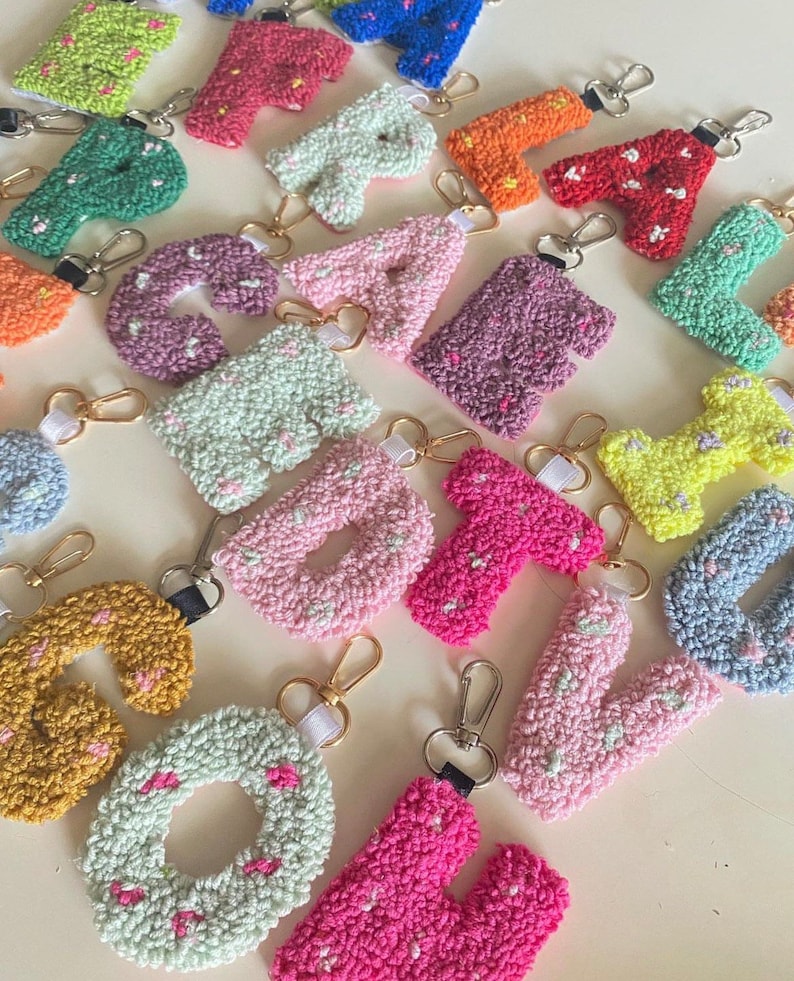 Punch Needle Keychain Keychain Punch Alphabetıc Keychain Embroıdery ...