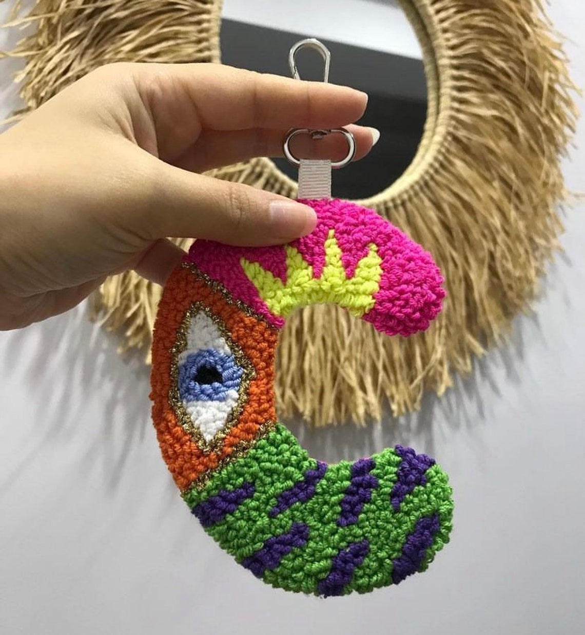 Punch Needle Keychain Keychain Punch Alphabetıc Keychain Embroıdery ...