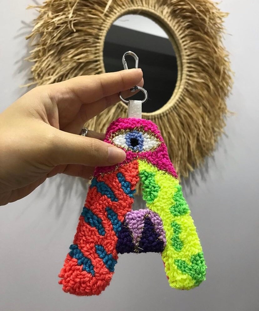 Punch Needle Keychain Keychain Punch Alphabetıc Keychain Embroıdery ...