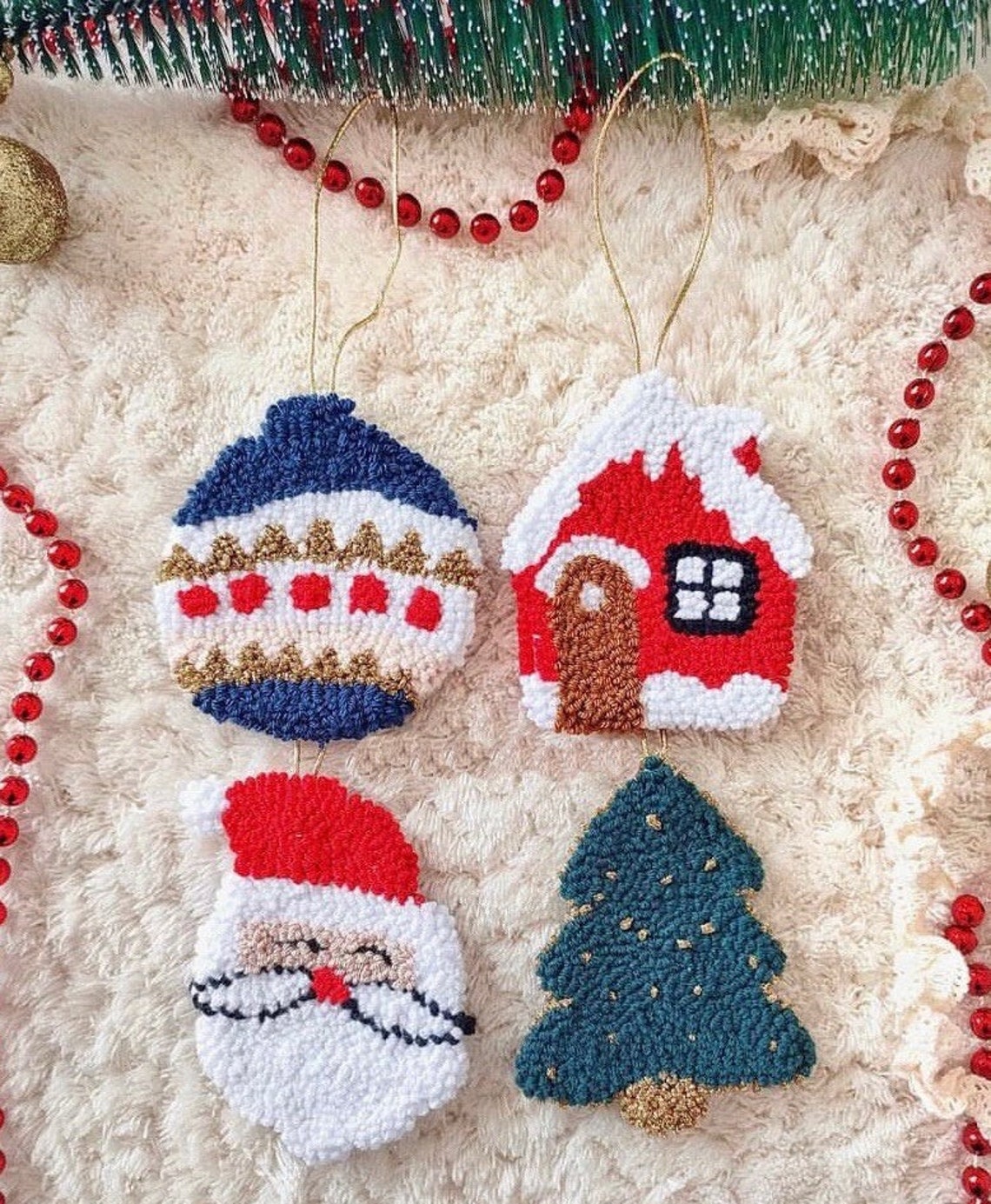 Christmas Punch Needle I Christmas Tree Decoration , Santa , Pattern ...