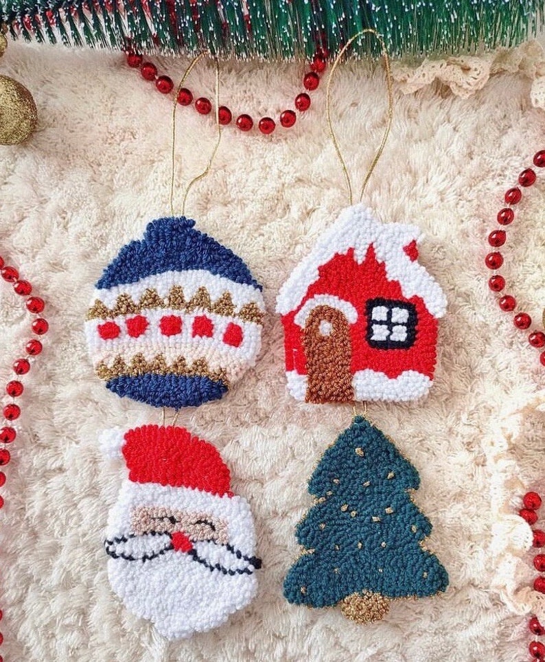 Christmas Punch Needle I Christmas Tree Decoration , Santa , Pattern ...