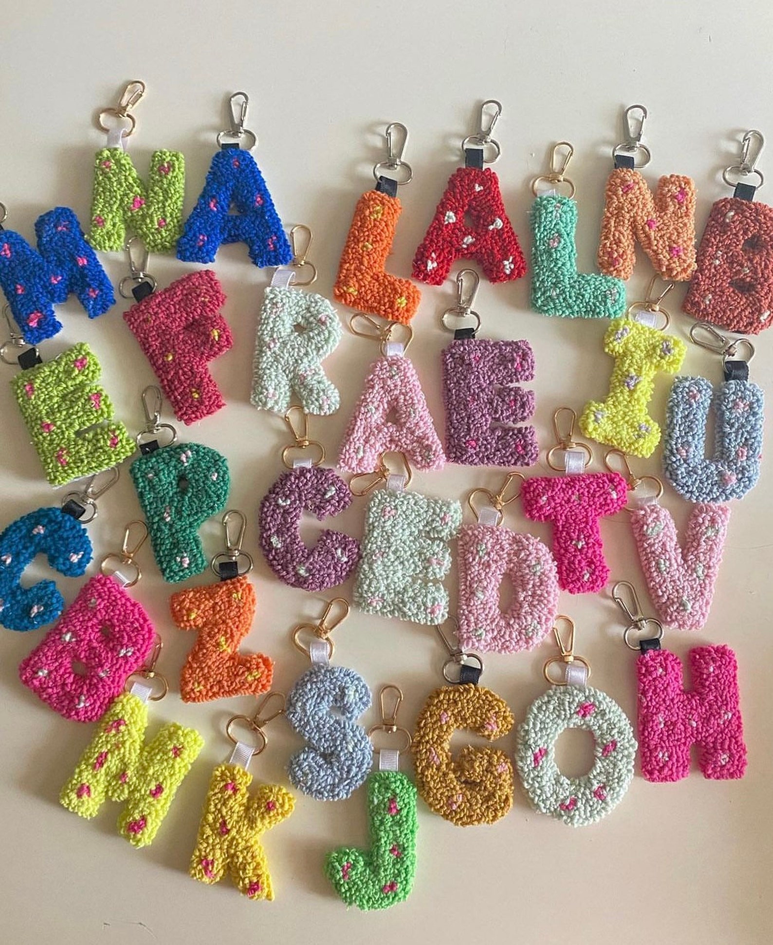 Punch Needle Keychain Keychain Punch Alphabetıc Keychain Embroıdery ...