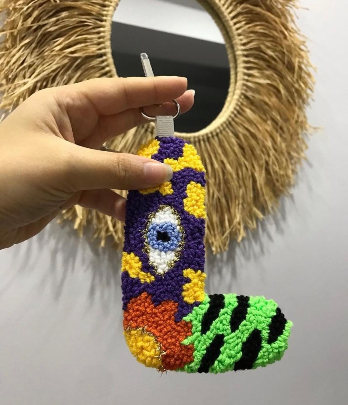 Punch Needle Keychain Keychain Punch Alphabetıc Keychain Embroıdery ...