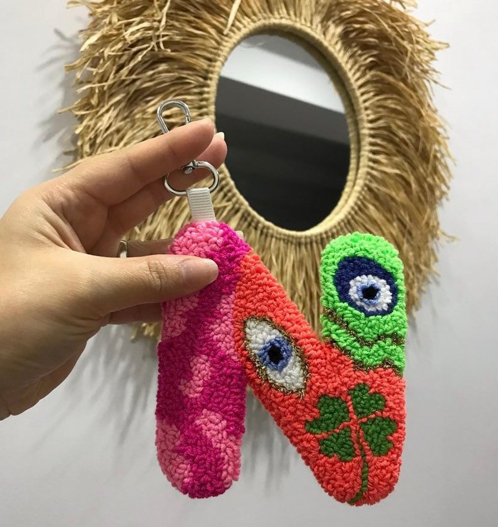 Punch Needle Keychain Keychain Punch Alphabetıc Keychain Embroıdery ...