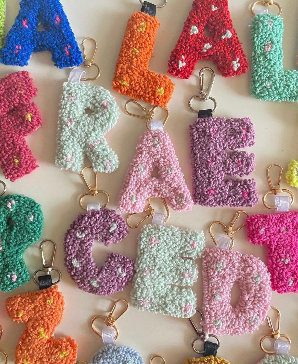 Punch Needle Keychain Keychain Punch Alphabetıc Keychain Embroıdery ...