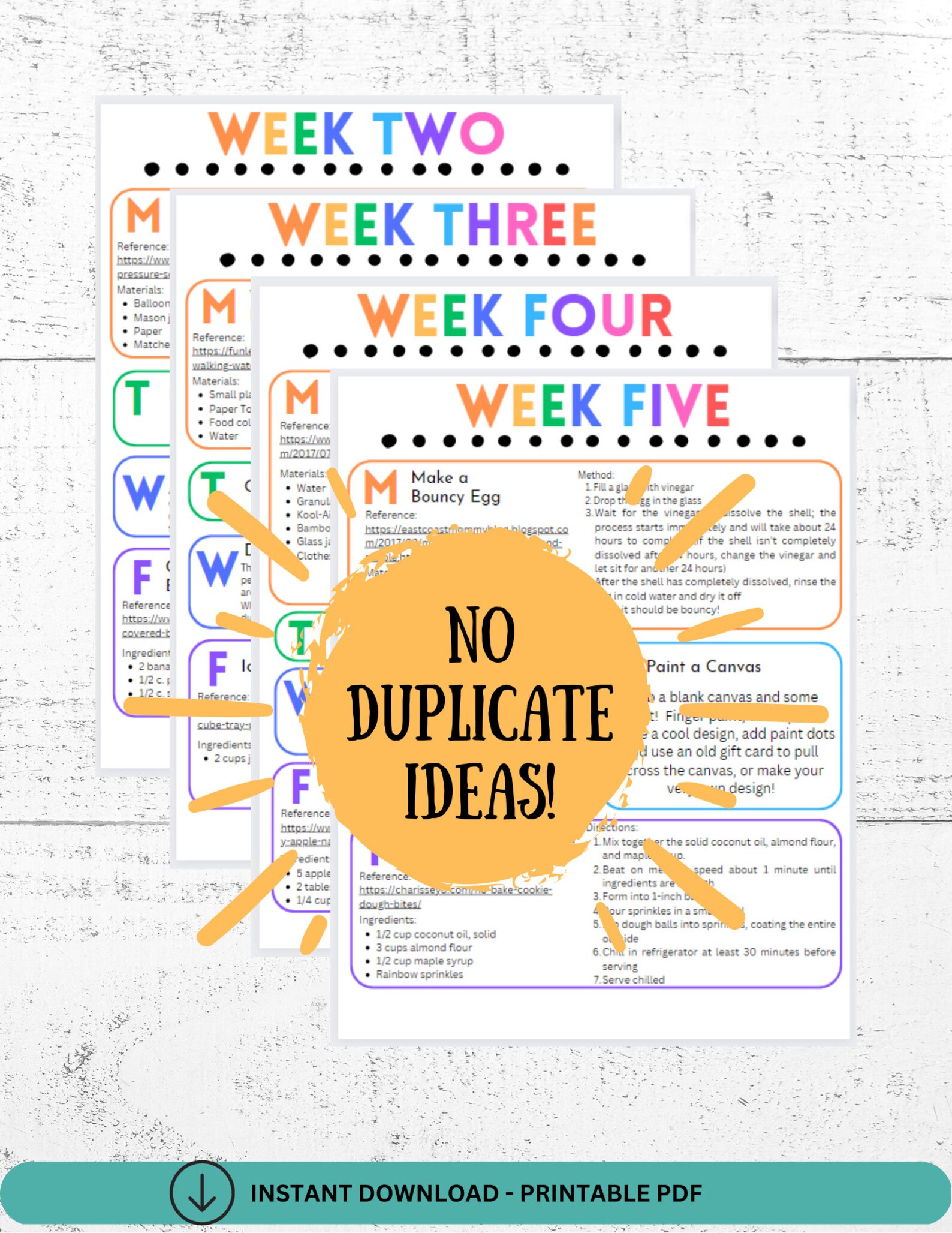 12-week Summer Activity Planner With Daily Activities Planned Out ...