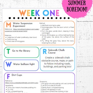 12-week Summer Activity Planner With Daily Activities Planned Out ...