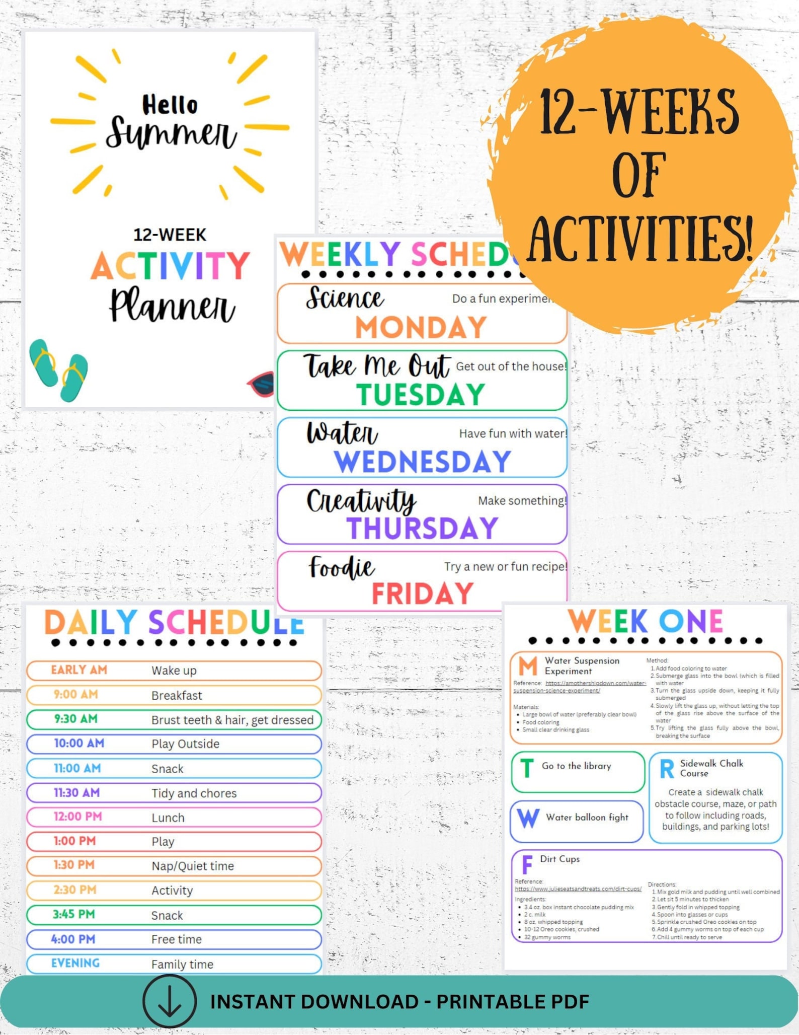 12-week Summer Activity Planner With Daily Activities Planned Out ...