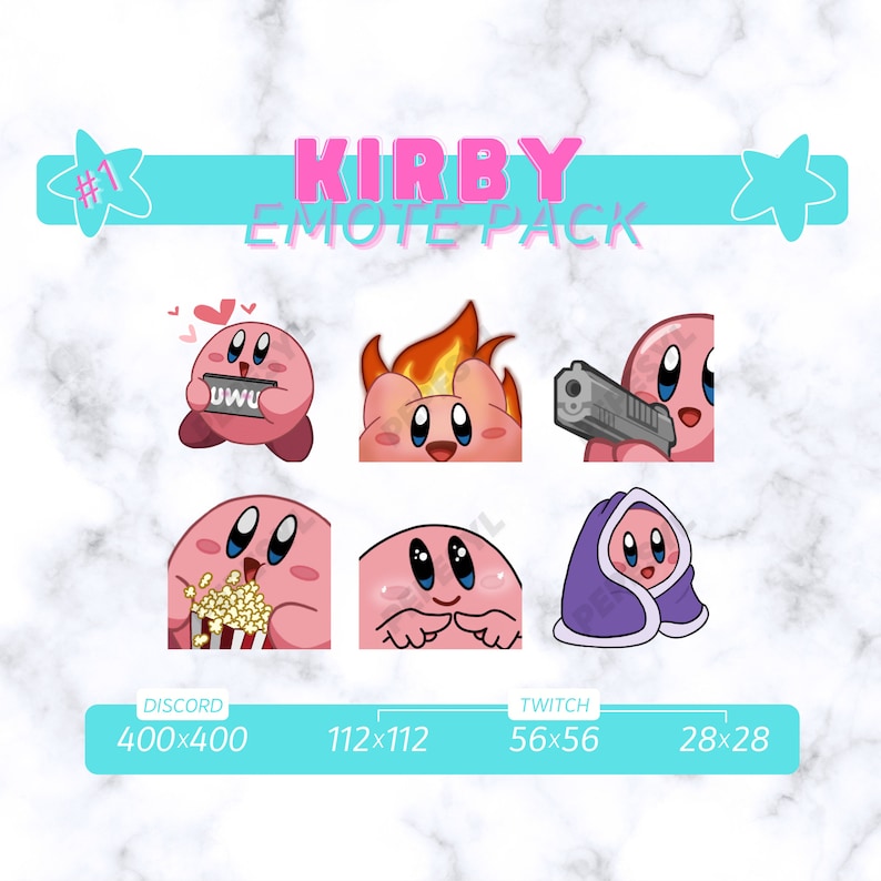 Kirby Emote Pack 1 - Discord - Twitch - INSTANT DOWNLOAD! - Etsy