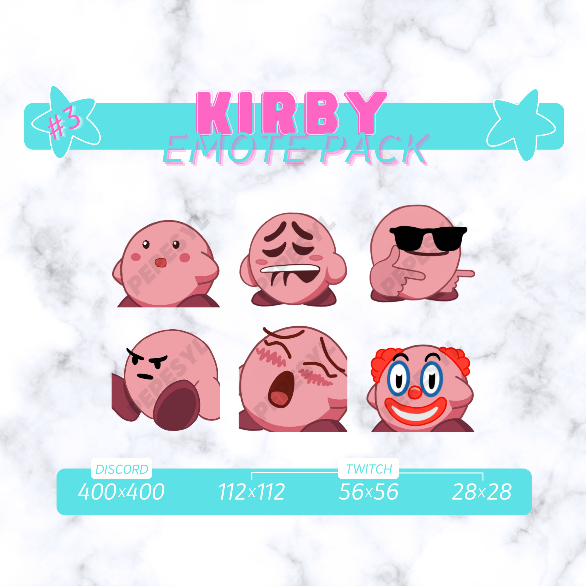 Kirby Emote Pack 3 - Discord - Twitch - INSTANT DOWNLOAD! - Etsy