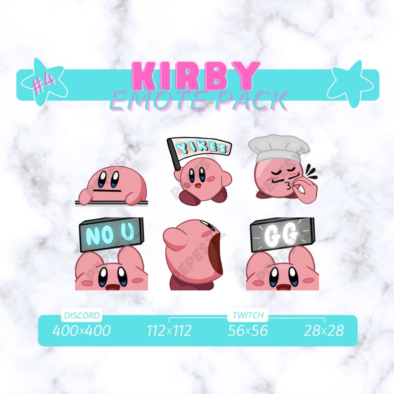 Kirby Emote Pack 4 - Discord - Twitch - INSTANT DOWNLOAD! - Etsy