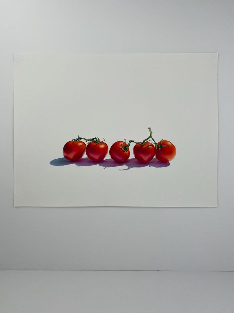 Original Tomatoes, Coloured Pencils, Realistic Drawing, Still Life - Etsy