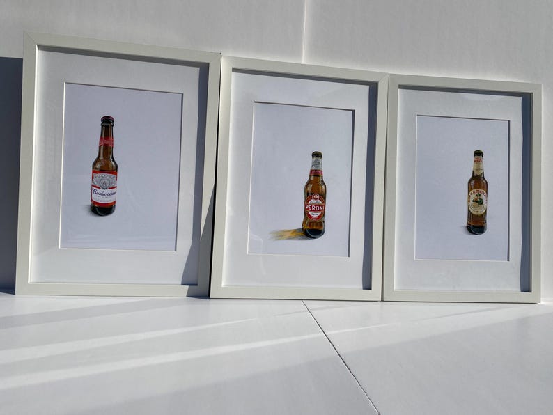 Original Birra Moretti Beer Bottle Drawing, Realistic Coloured Pencils ...