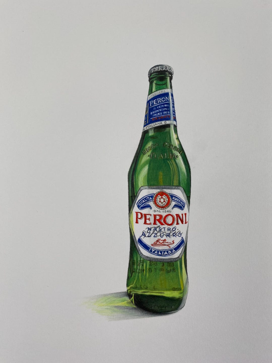 Original Peroni Beer Bottle Drawing, Realistic Colored Pencil Art - Etsy
