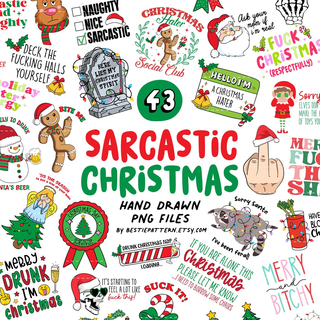 Sarcastic Christmas Bundle PNG Sublimation Clipart Xmas Quotes ...