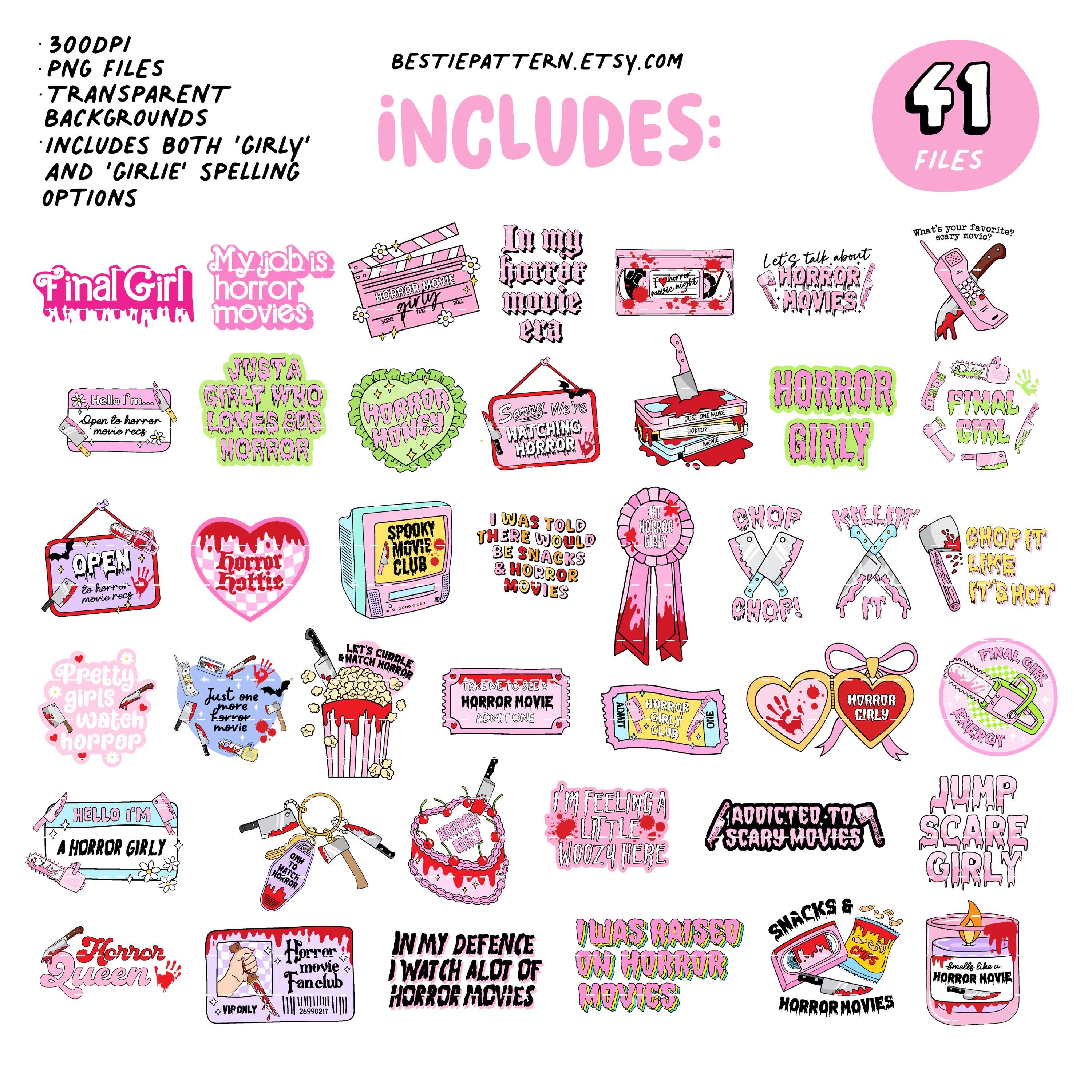 Horror Girl PNG Bundle Horror Movie Girlie Sticker Sublimation Horror ...