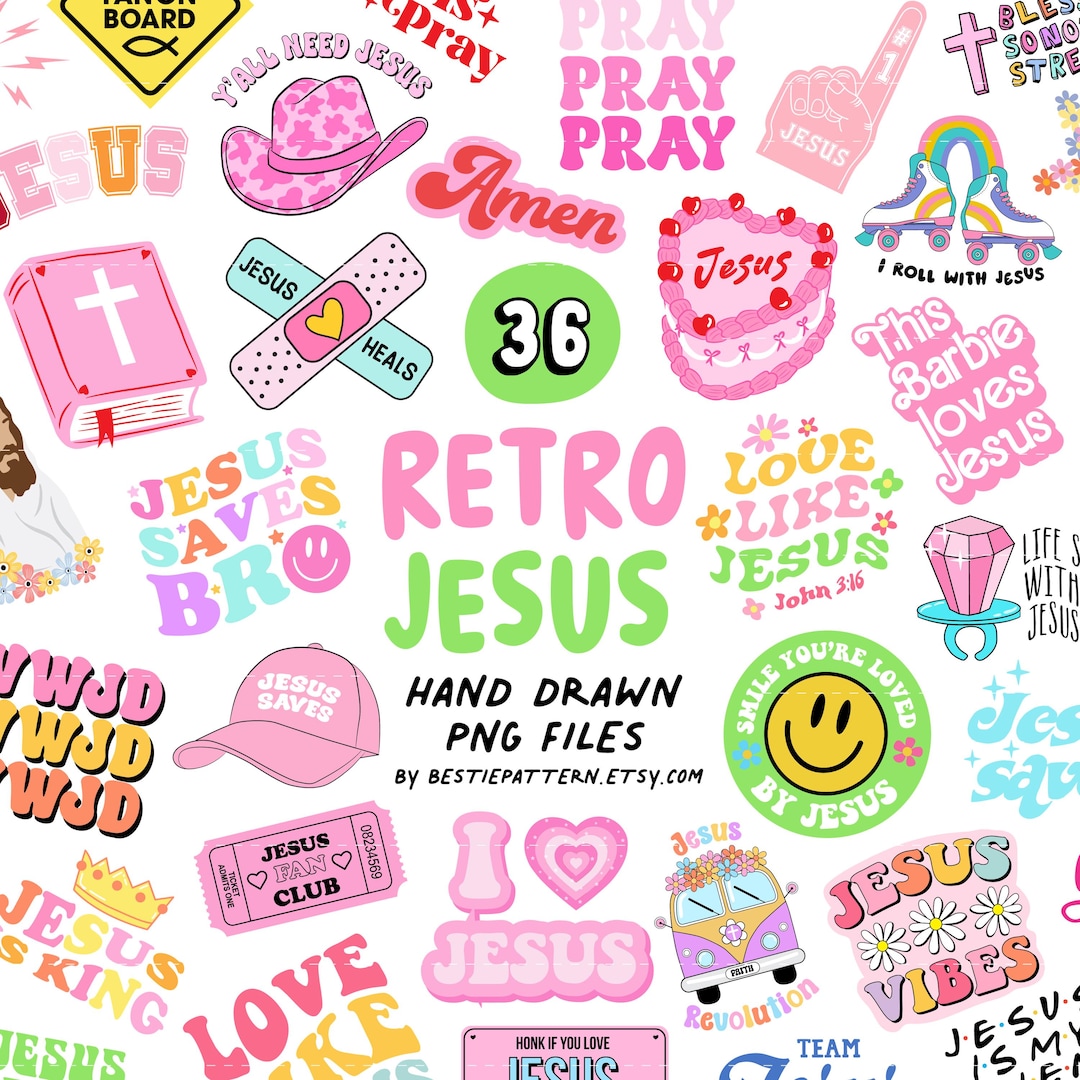 Retro Jesus Bundle, Retro Jesus Png, Jesus PNG Bundle, Jesus Quotes ...