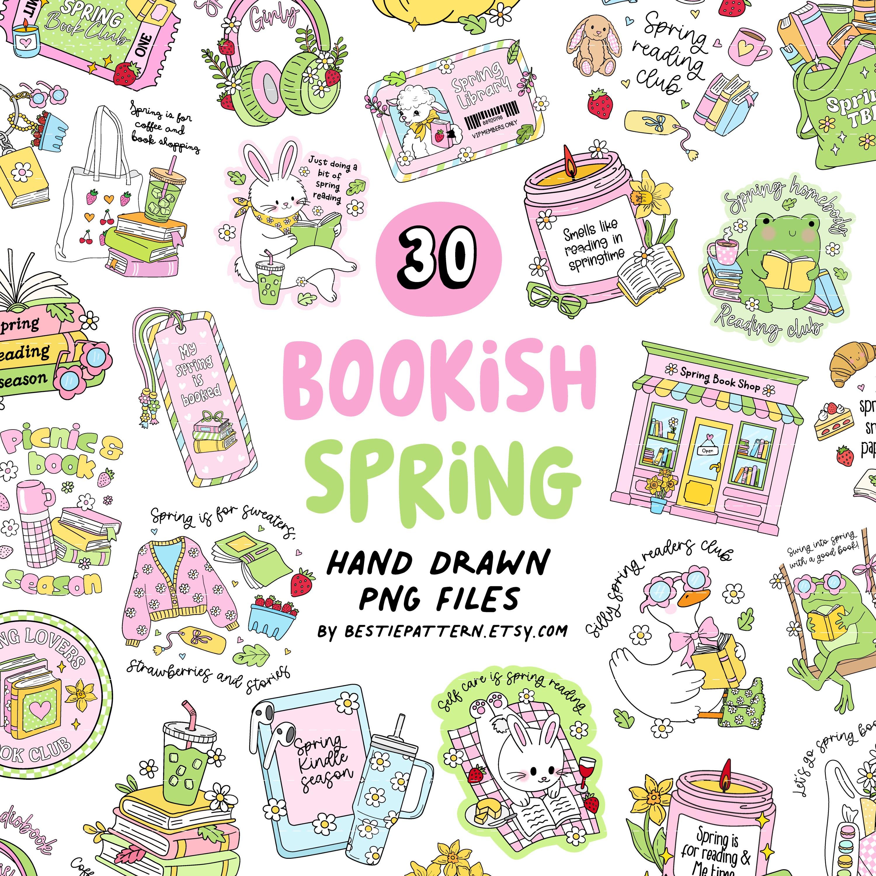 Bookish Spring PNG Bundle Spring Files and Clipart for Designs ...