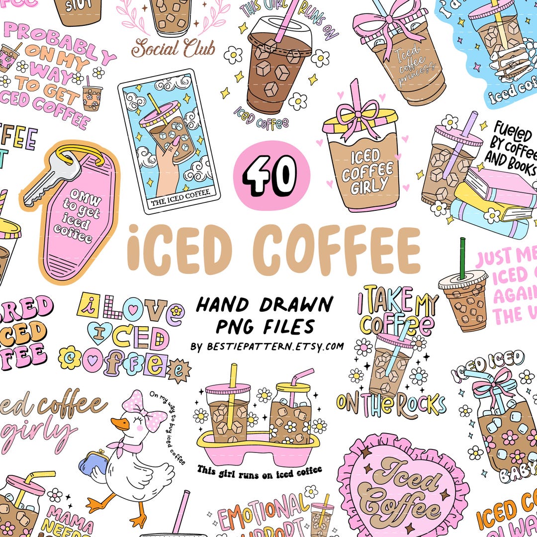 Iced Coffee PNG Bundle Coffee Quotes Sayings Sublimation Coffee Clipart ...
