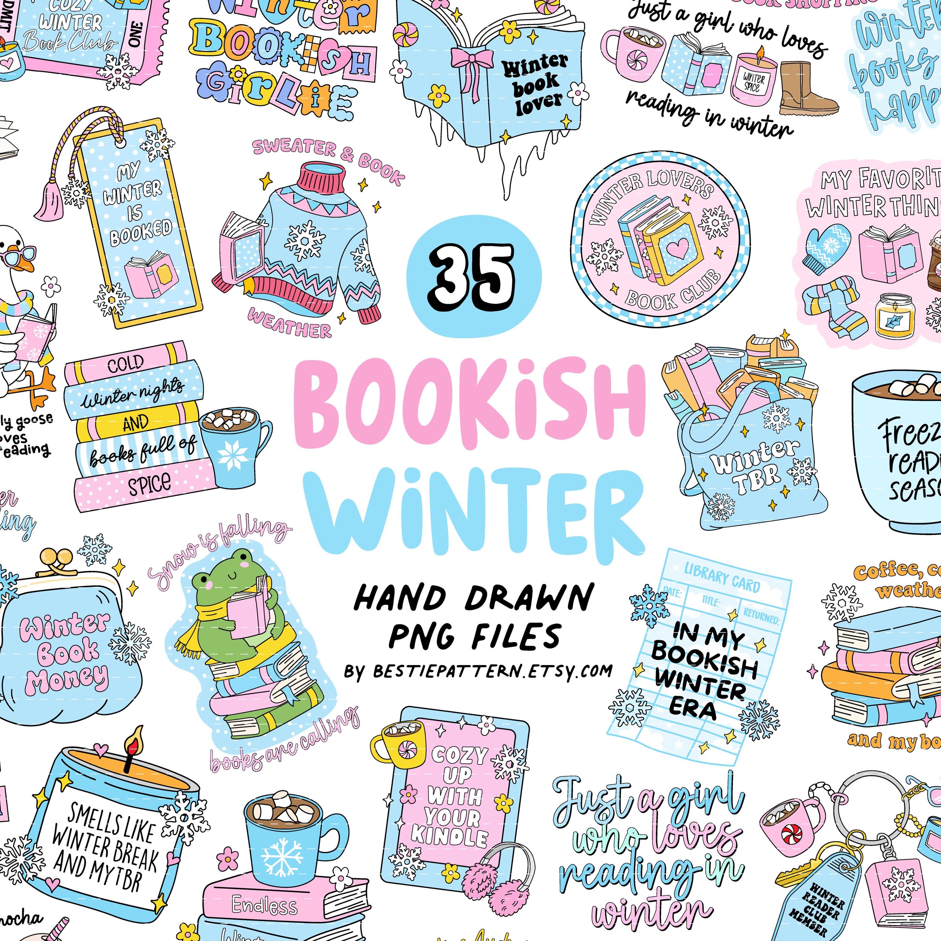 Bookish Winter PNG Bundle Fall Winter Bookish Designs Cozy Stickers ...