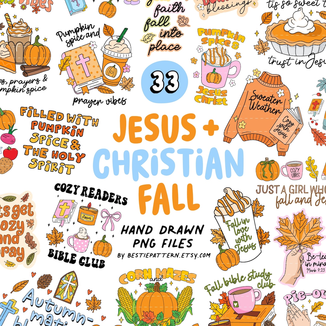 Christian Fall PNG Bundle Jesus Fall Cozy Stickers Sublimation Fall ...