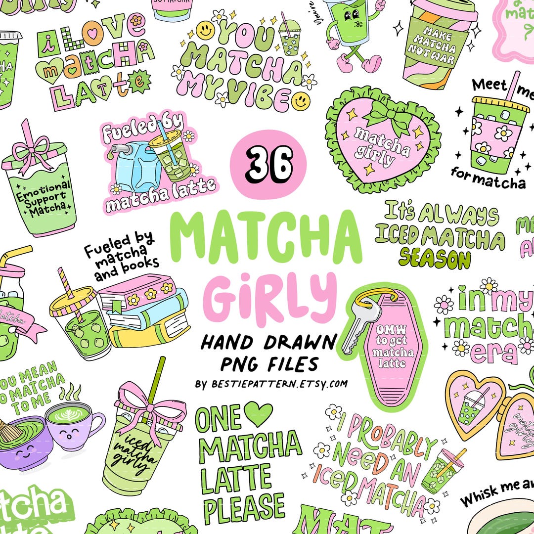 Matcha PNG Bundle Coffee Quotes Sayings Sublimation Coffee Clipart Cute ...