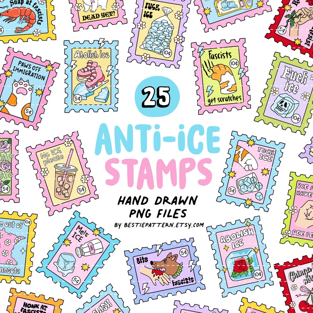 Abolish Ice Stamps PNG Bundle, Anti-ice Postage Stamp Stickers Clipart ...