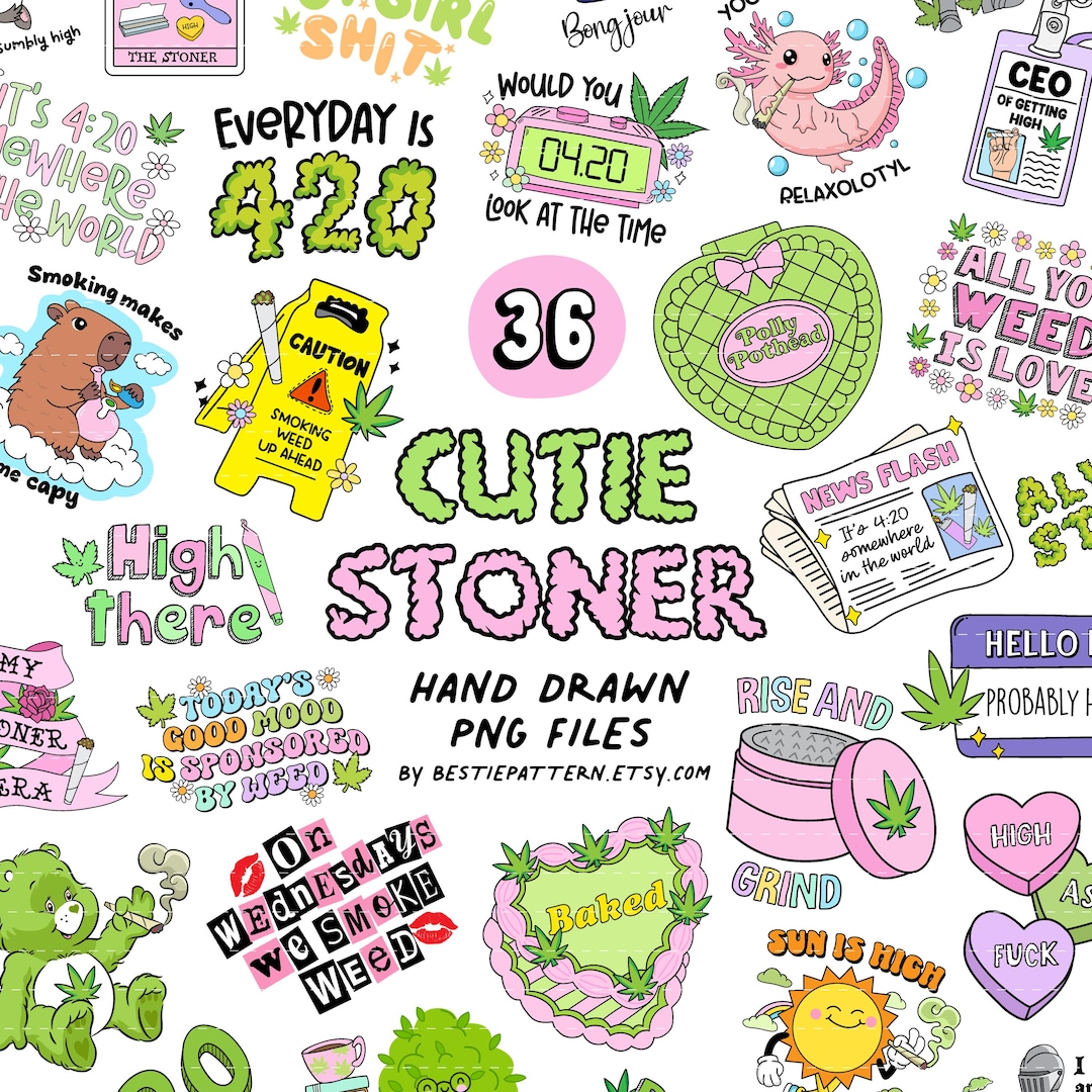 Stoner PNG Bundle Stoner Girl Stoner Babe Clipart Sublimation Cannabis ...