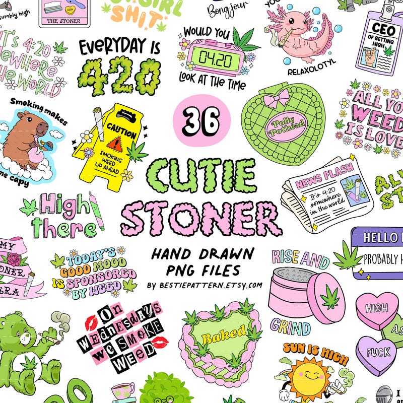 Weed Cartoon Stickers - Etsy