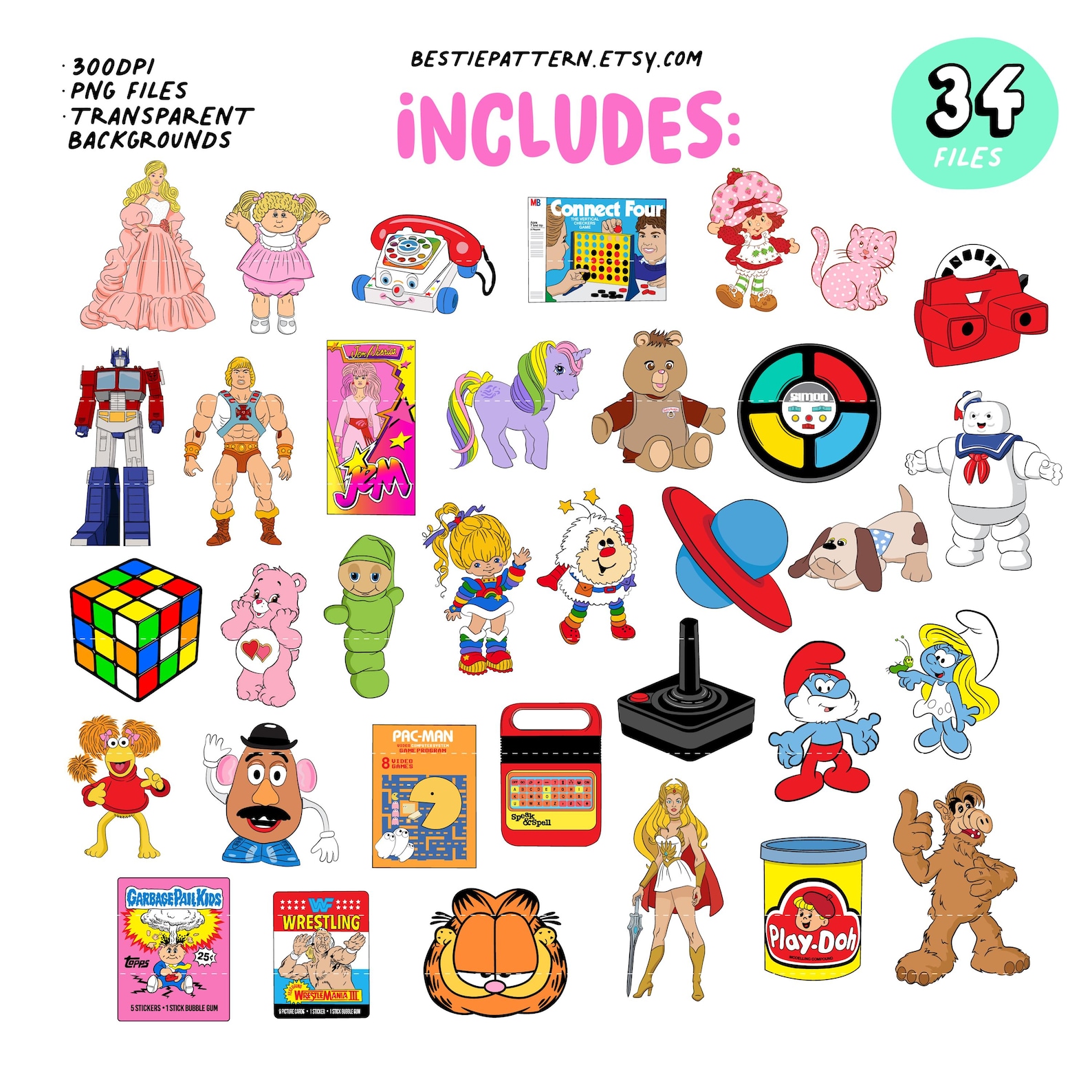80s Toys Bundle, 80s Sublimation Designs, 80s Clipart, 80s Toys, 80s ...