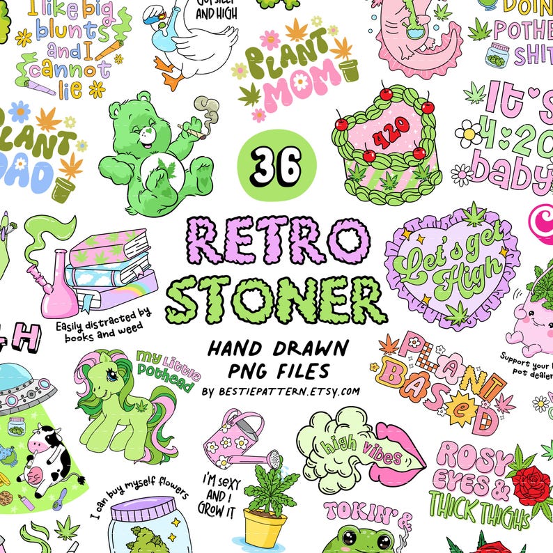 Stoner PNG Bundle Stoner Girl Stoner Babe Clipart Sublimation Retro ...
