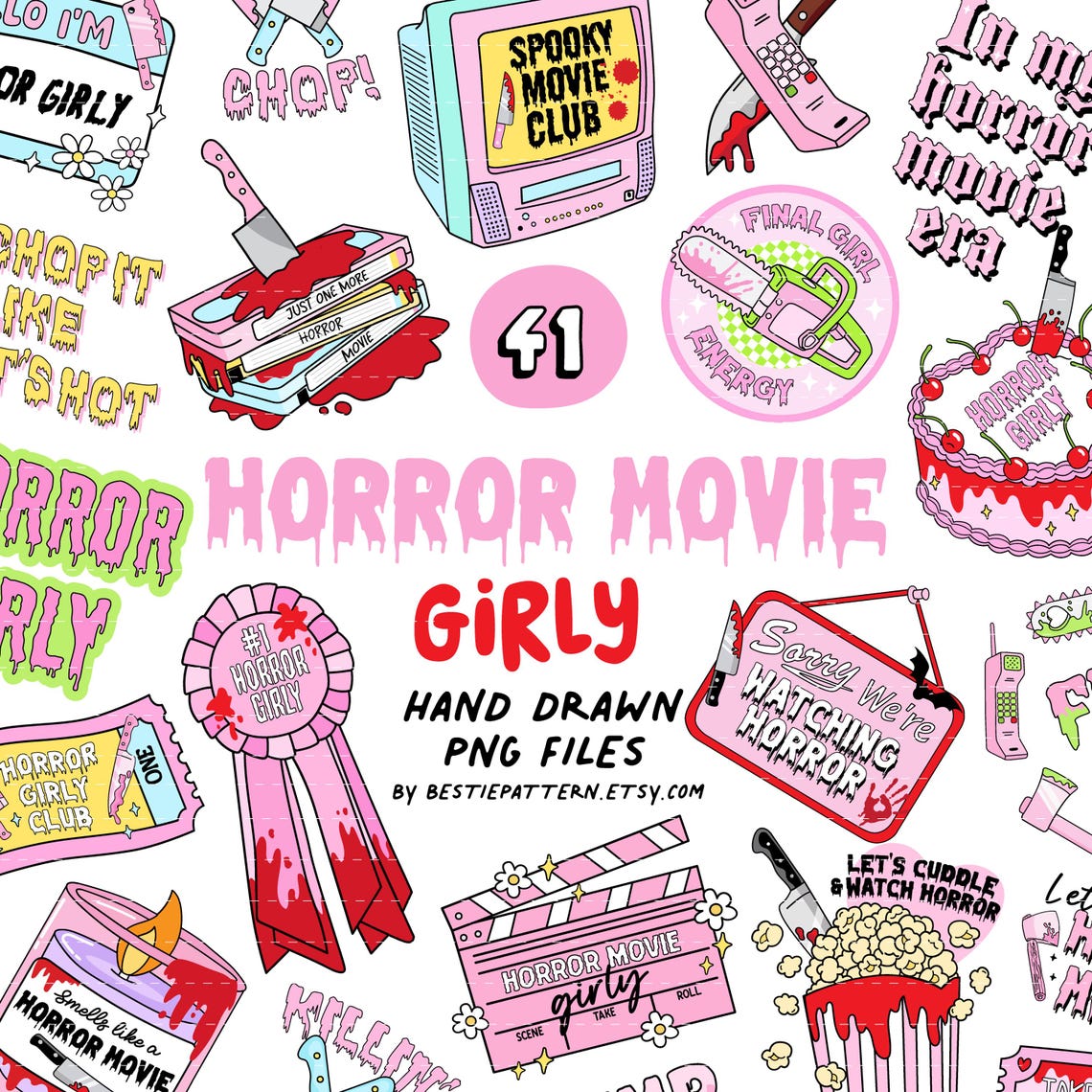 Horror Girl PNG Bundle Horror Movie Girlie Sticker Sublimation Horror ...