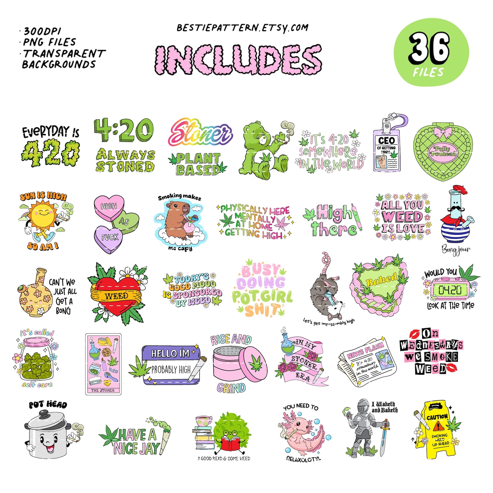 Stoner PNG Bundle Stoner Girl Stoner Babe Clipart Sublimation Cannabis ...