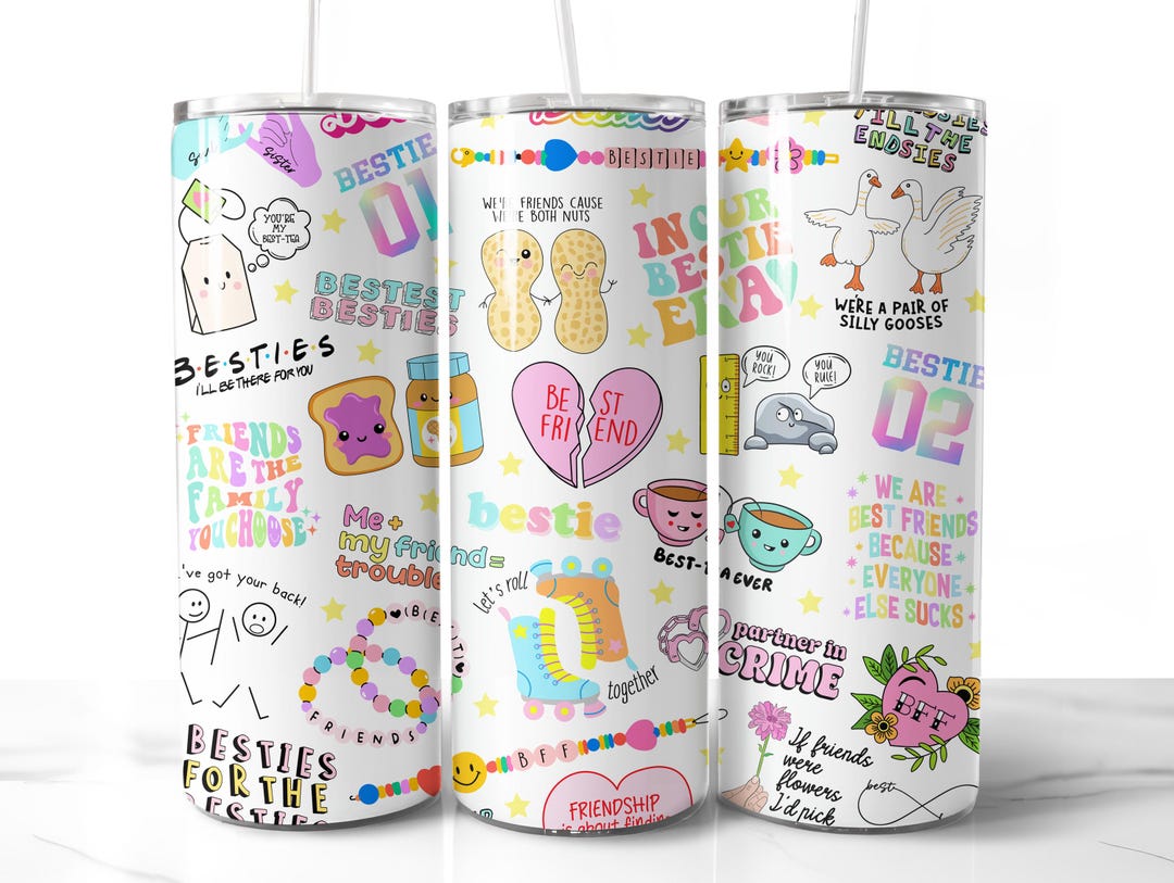 Bestie Tumbler Wrap Design PNG Best Friend Seamless Tumbler Wrap ...