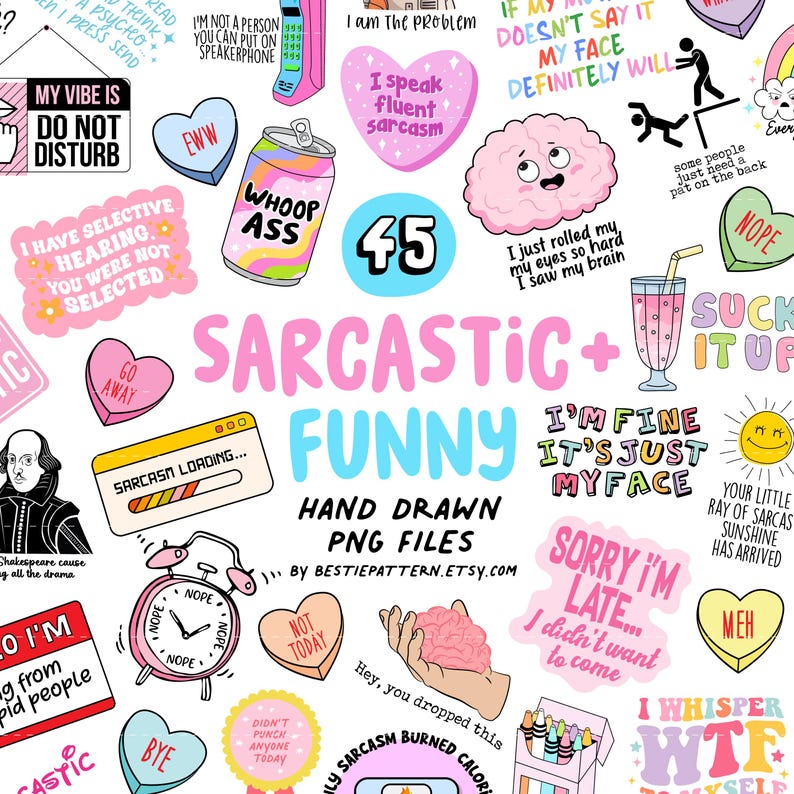 Sarcastic PNG Bundle Snarky Bundle Sarcastic Sublimation Sarcastic ...