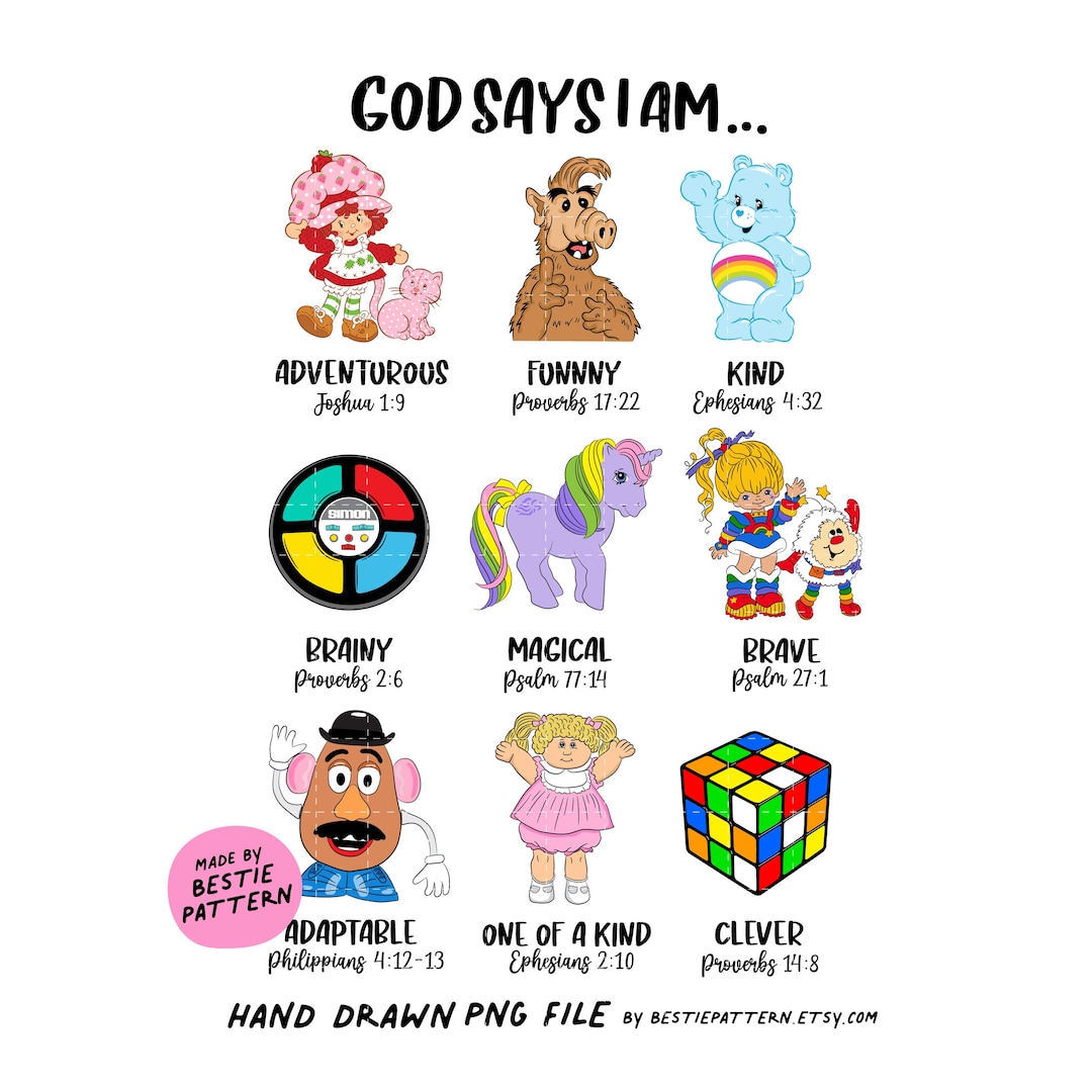 God Says I Am 80s PNG 80s Clipart 80s Toys Bundle Clipart Sublimation ...