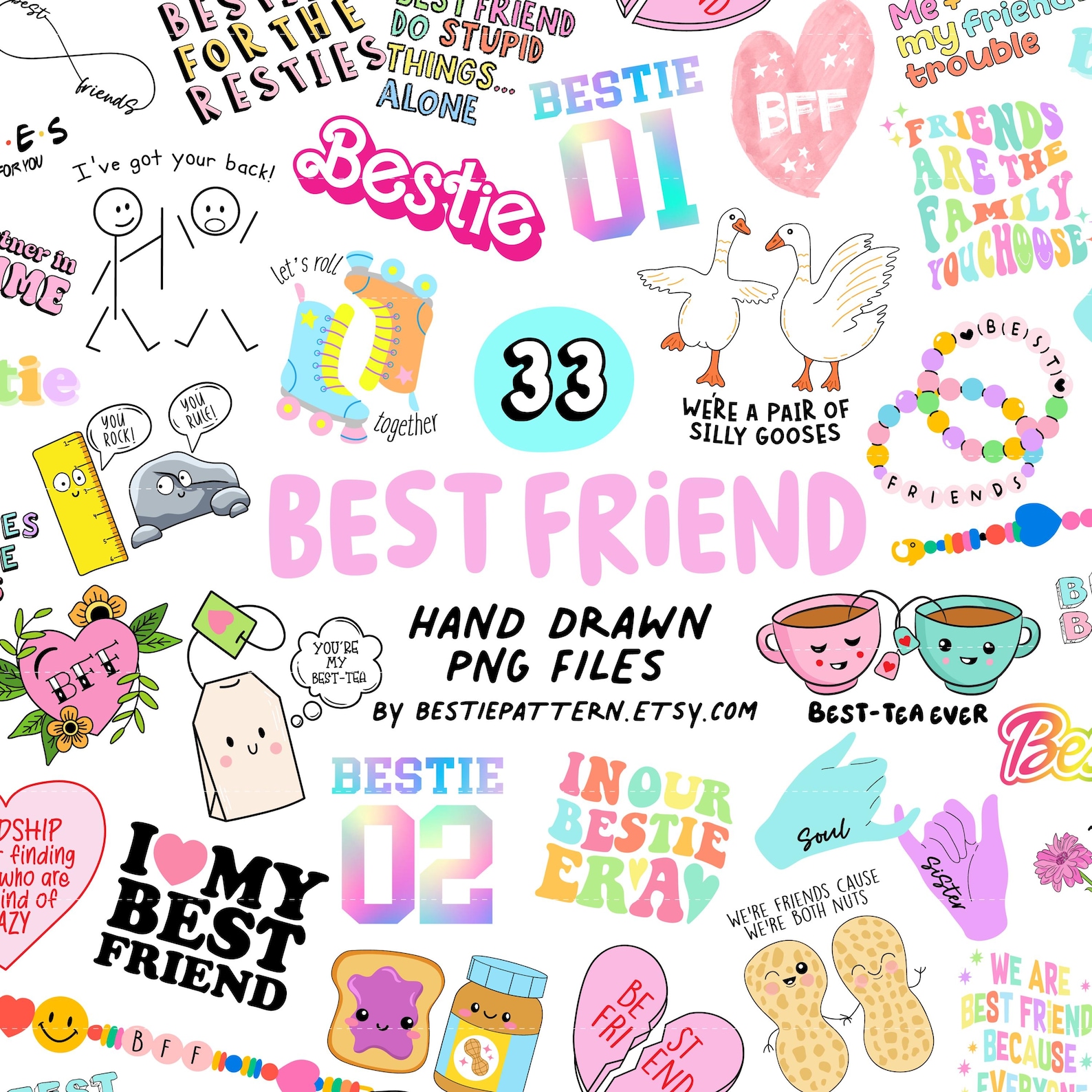 Bestie Bundle, Bestie Sublimation Designs, Bestie Clipart, Best Friends ...