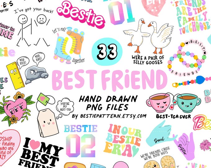 Custom Bestie Clipart Png Best Friend Design UV DTF Customizable Best ...